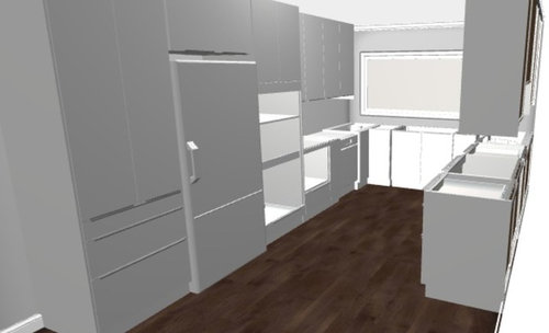 kitchen design with layout and gaps between cabinets