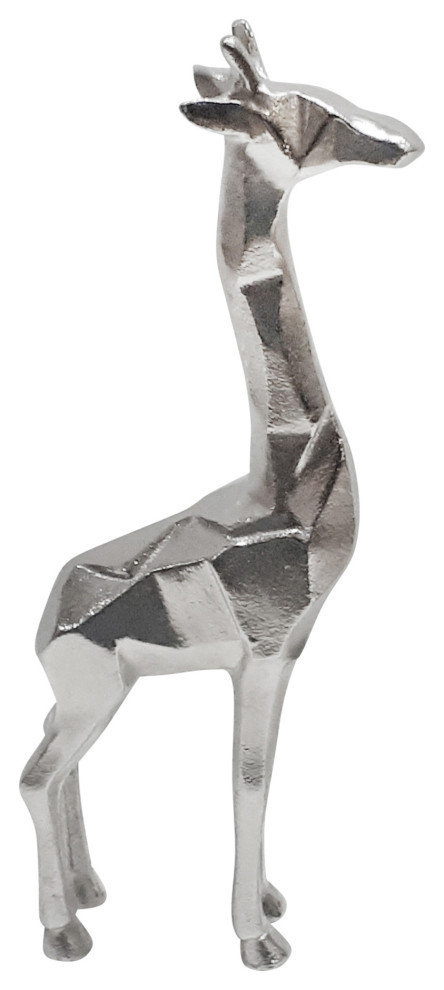 Aluminum Standing Giraffe, 15", Silver - Contemporary - Decorative ...