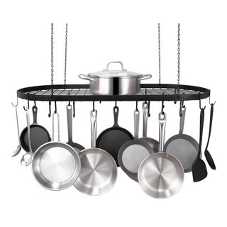 VEVOR Hanging Pot Rack Ceiling Mount 36" Ceiling Pot Rack With 20 S ...