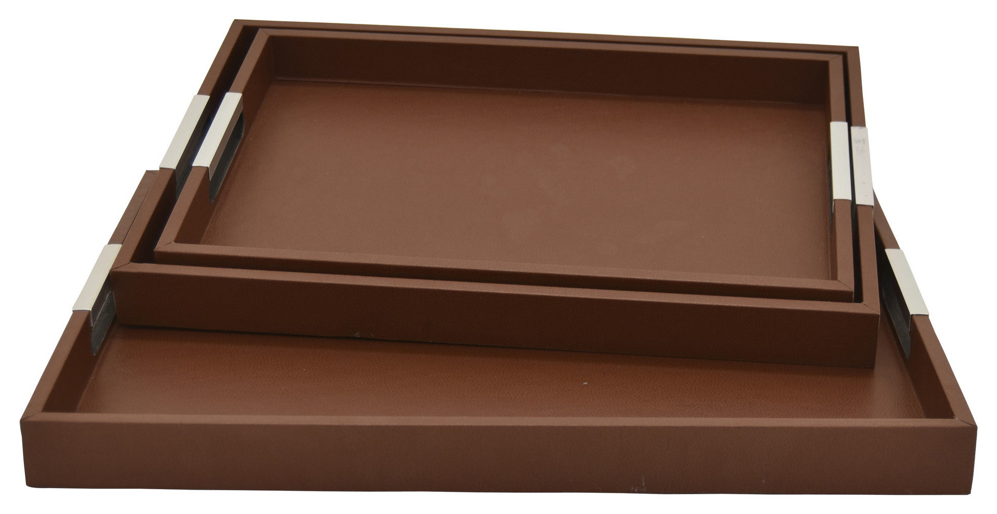 Plutus Brands Wood Tray Set Of 3, Brown Wood - Transitional - Serving ...