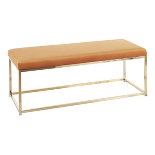 Zenn Contemporary Bench With Gold Metal/Burnt Orange Velvet ...