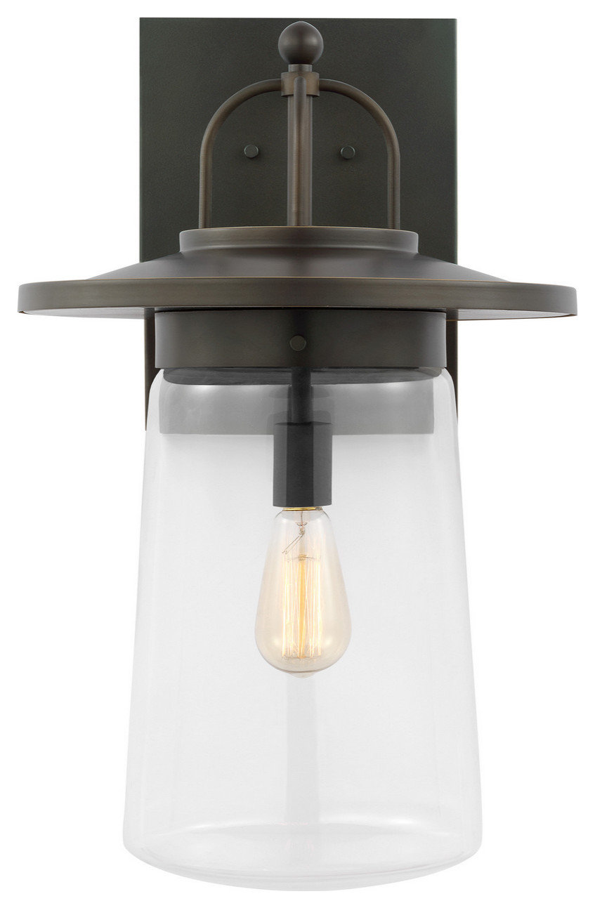 Tybee 1-Light Outdoor Wall Lantern, Antique Bronze - Transitional ...