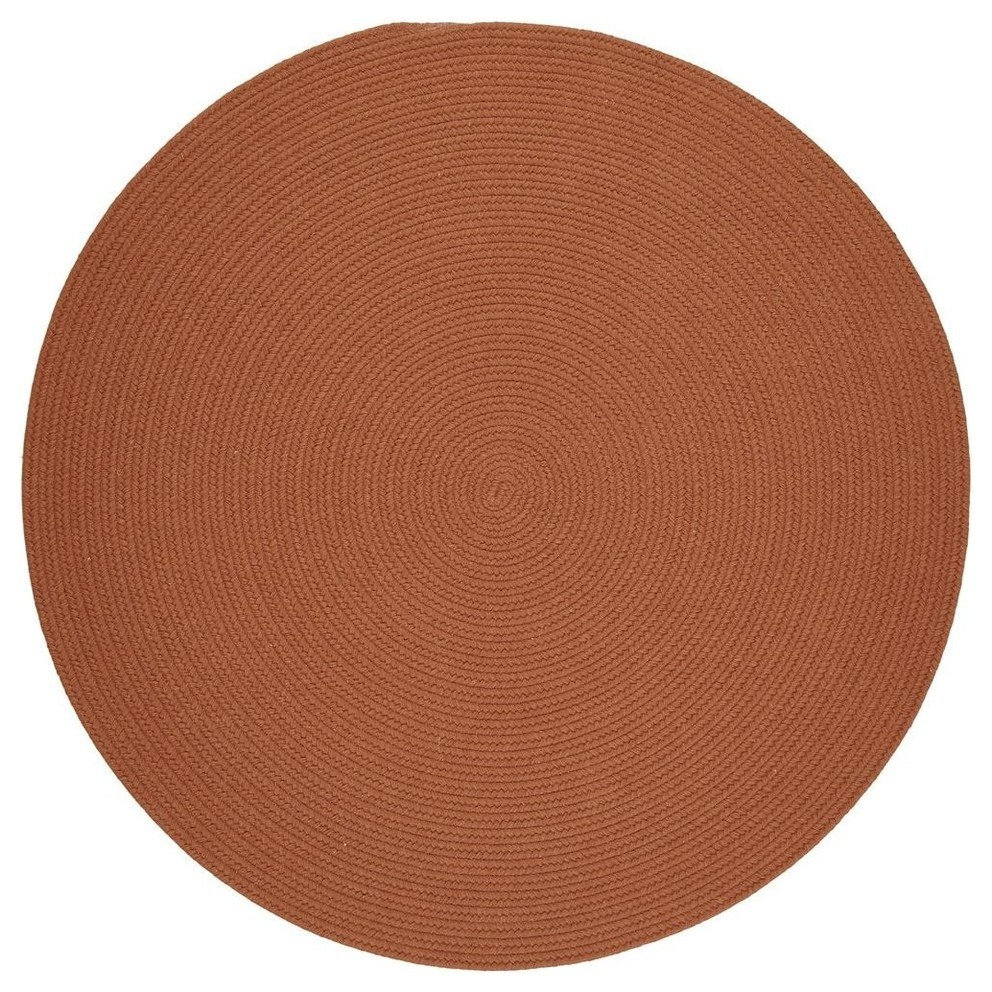 Solid Wool Rug, Terra Cotta, 10' Round, 10' Round - Farmhouse - Area ...