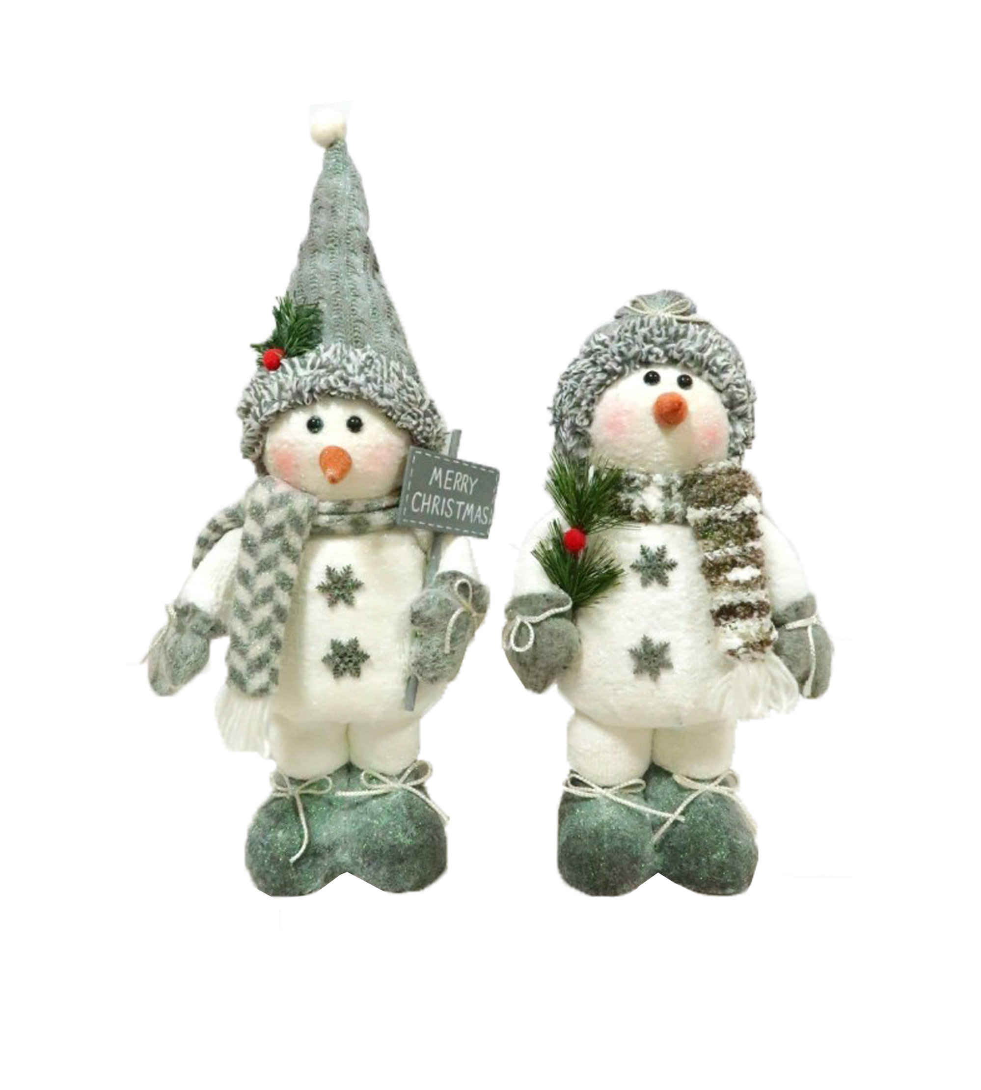 14" Cheery Snowmen, 2-Piece Set - Traditional - Holiday Accents And ...
