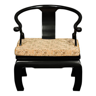 Black Elmwood Chow Leg Chinese Monk Chair - Traditional - Armchairs And ...