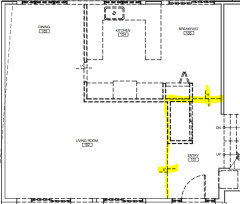 Treacherous step down from living room into dining room