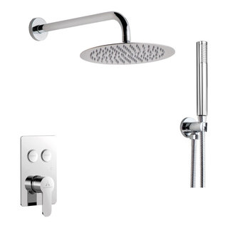 Malaga Polished Chrome Complete Shower Set, Round Shower System 10 ...