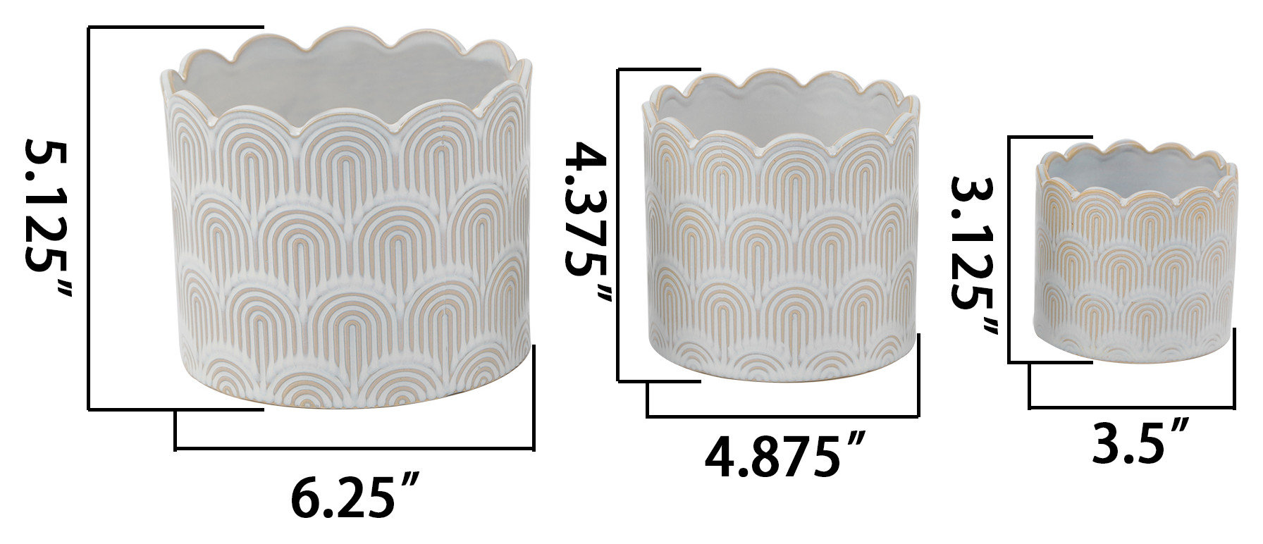 Set of 3 Scallop Rainbow Ceramic Pot - Contemporary - Indoor Pots And ...