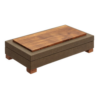 Wood 15" Faux Leather Box With Legs, Green - Transitional - Decorative ...
