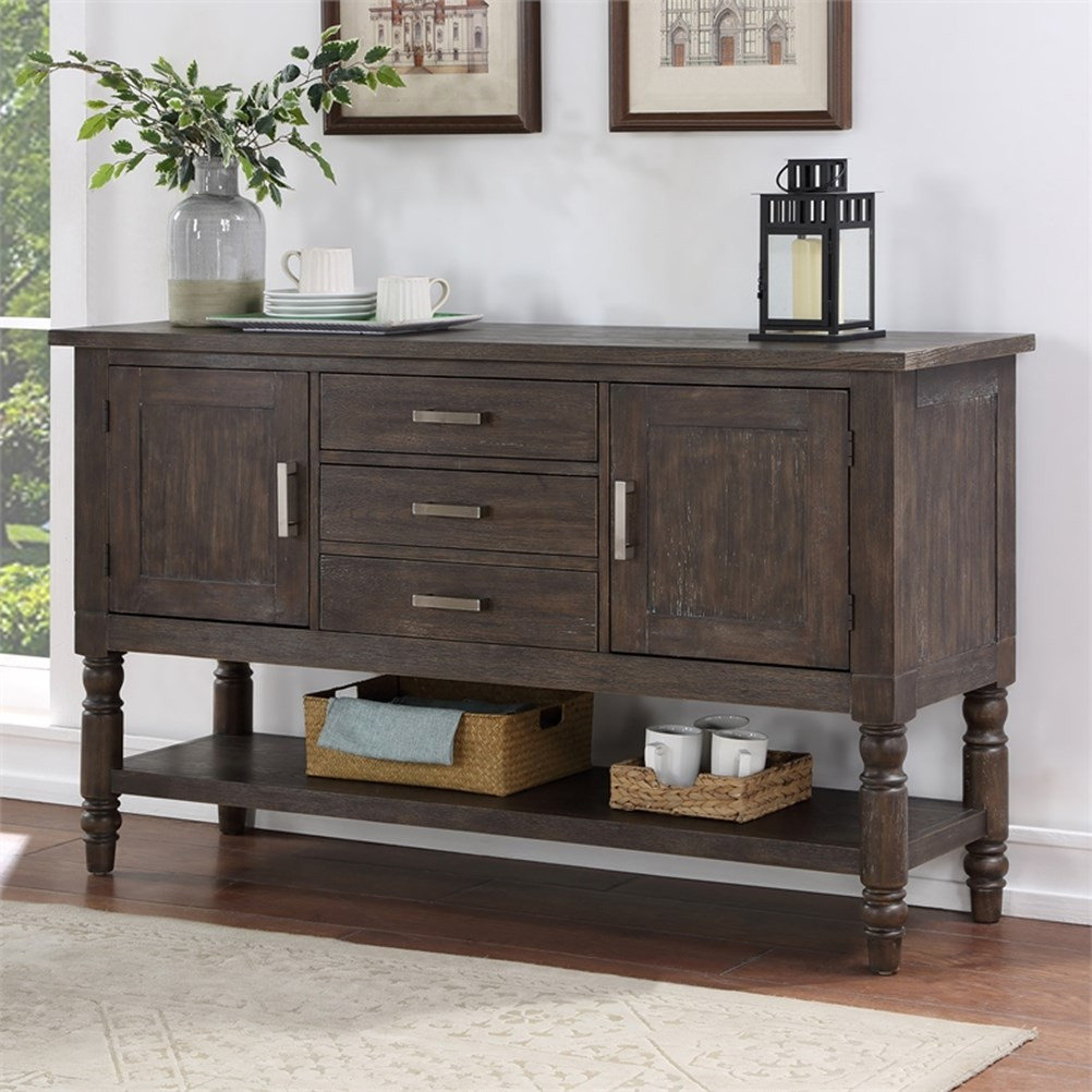Steve Silver Hutchins Washed Espresso 3- Drawer Wood Server - French ...