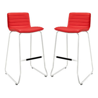 Modern Red Dive Bar Stool Set of 2, 22.5"Lx21"Wx39"H - Contemporary ...