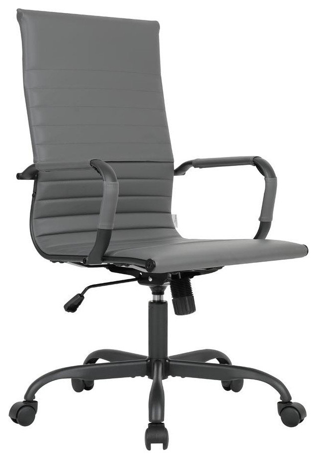 Leather Home High-Back Office Chair in Grey With Black Frame ...