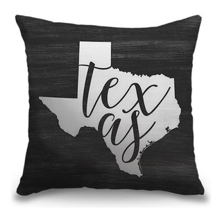 "Home State Typography - Texas" Outdoor Pillow, 16"x16" - Contemporary ...