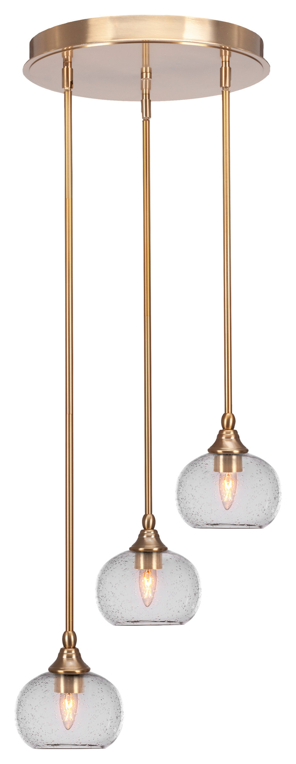 Empire 3-Light Cluster Pendalier, New Age Brass/Clear Bubble - Transitional - Pendant Lighting ...