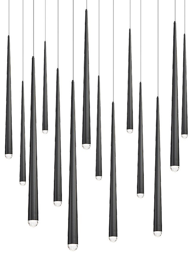 Modern Forms Cascade 14-Light 40" LED Linear Pendant/3500K, Black ...