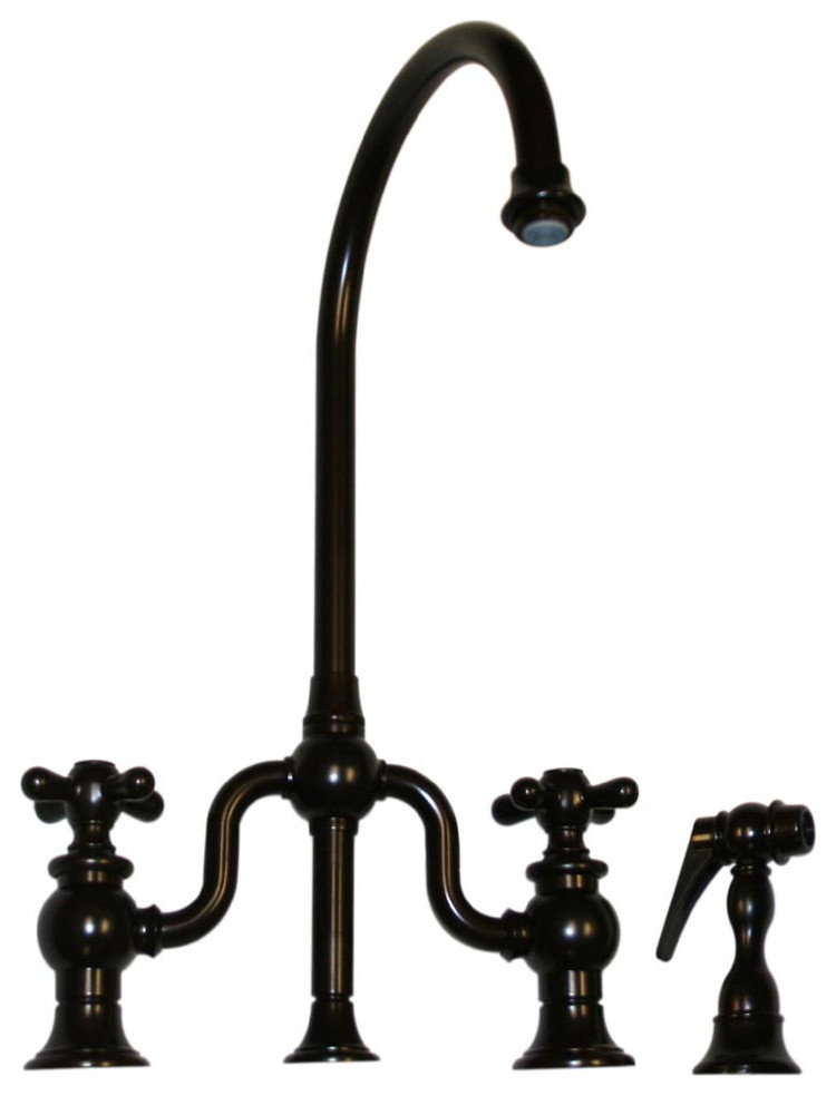 Twisthaus Bridge Faucet With Long Gooseneck Swivel Spout - Traditional ...