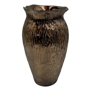 12" Aluminum Decorative Round Ribbed Vase - Modern - Vases - by ...