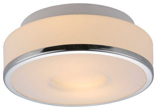 Lynch Drum Pendant, White and Chrome - Contemporary - Flush-mount ...
