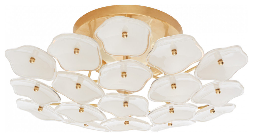 Leighton Flush Mount, 3-Light, Soft Brass, Cream Tinted Glass, 20"W ...