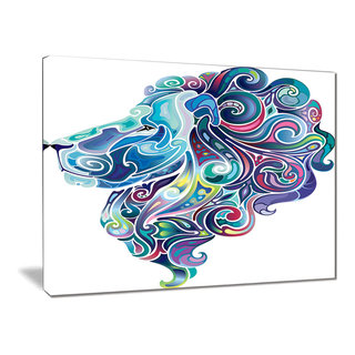 "Blue Lion" Abstract Digital Canvas Print, 20"x12" - Contemporary ...