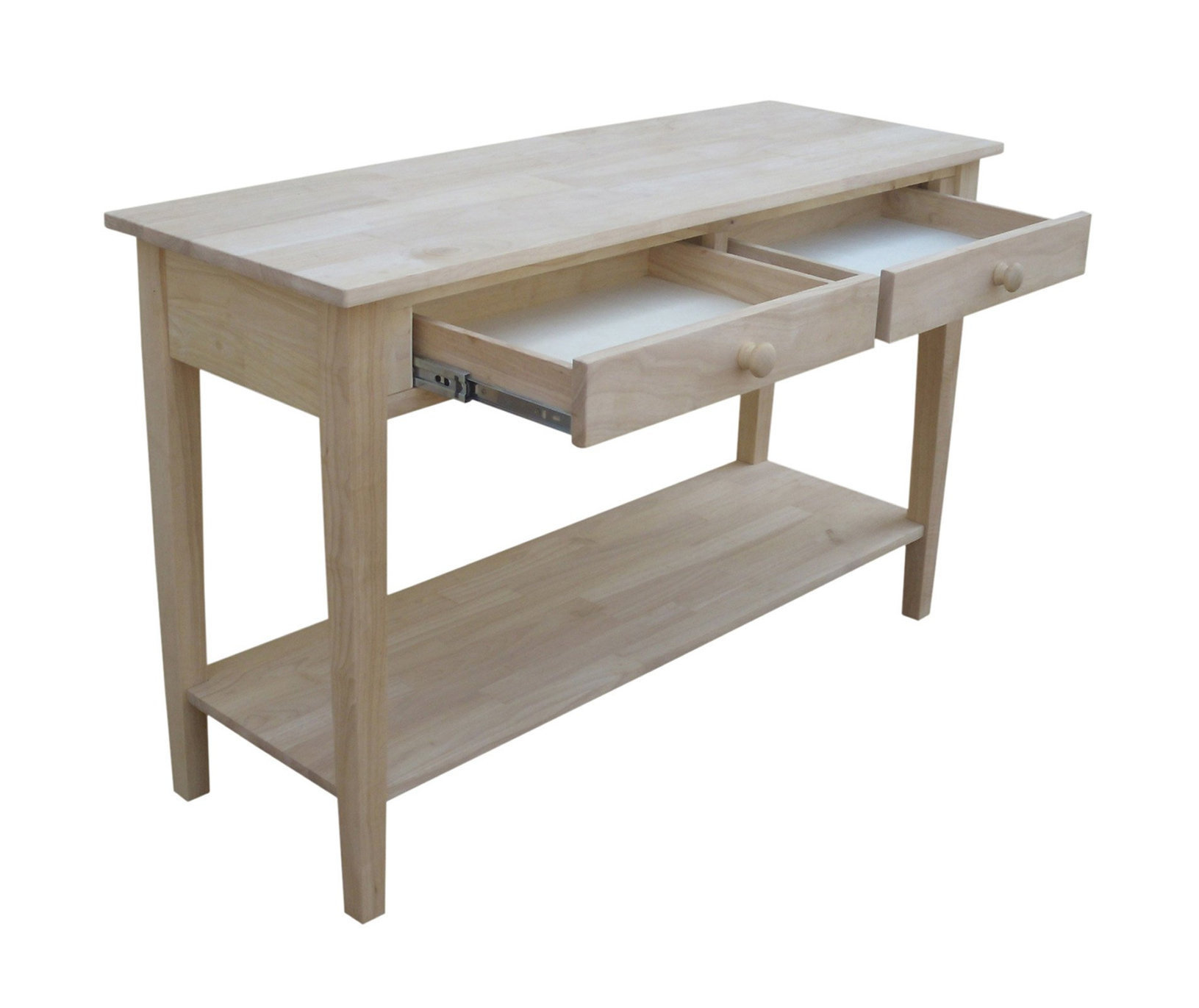 Large Console Table, Hardwood Construction With Open Shelf & Drawers ...