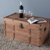 Rustic Wooden Storage Trunk with Lockable Latch, Rectangular Brown ...