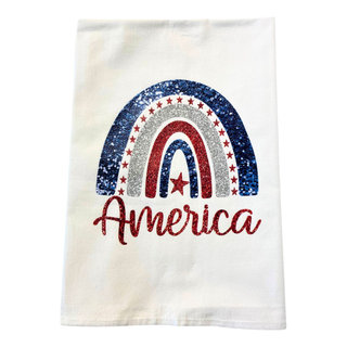 America Red White Blue Stars and Stripes Patriotic Flour Sack Kitchen ...