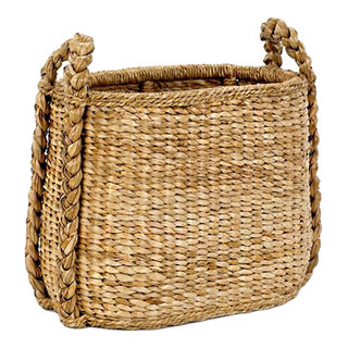 Palm Leaf Oval Fireside Rush Basket - Tropical - Baskets - by Hudson ...