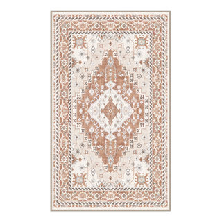 Washable Aura Terracotta Area Rug, Rectangle 3'x5' - Mediterranean ...