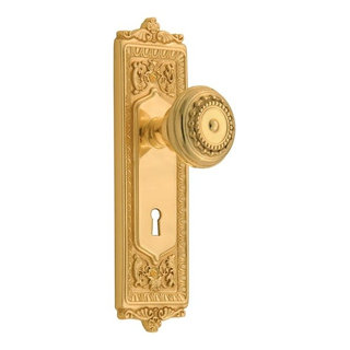 Nostalgic Egg and Dart Plate-Meadows Knob-Unlacquered Brass ...