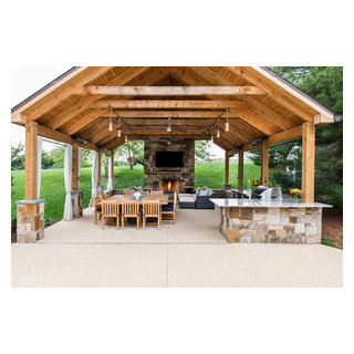 Backyard Pavilion Living Room and Kitchen - Craftsman - Patio - DC ...