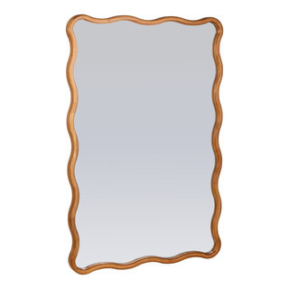 Wavy Rectangular Mirror With Scalloped Wooden Frame - Traditional ...