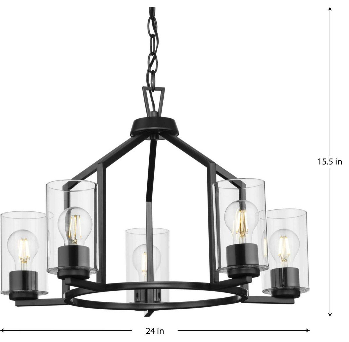 Goodwin Collection Five-Light Matte Black Modern Farmhouse Chandelier ...