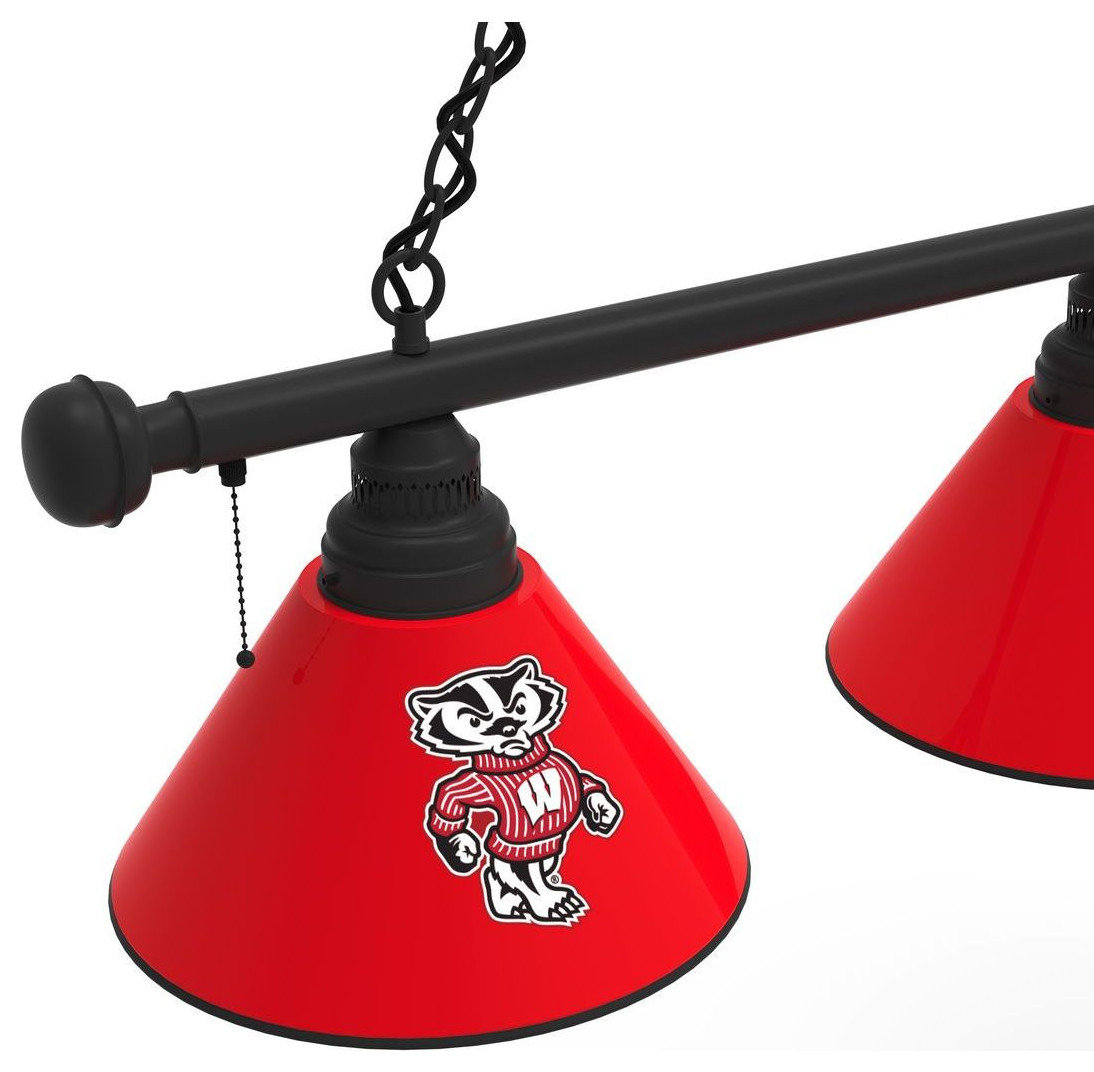 Holland University of Wisconsin Badger 3-Shade Billiard Light - Black ...