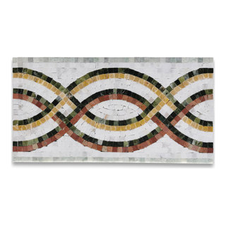 Rainbow Colorful 7.9x15 Marble Mosaic Border Listello Tile Polished, 1 ...