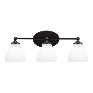 Capri 3-Light Bath Bar, Matte Black/White Marble - Transitional ...