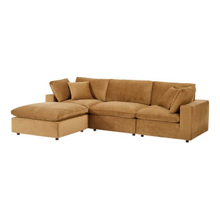 Sectional Sofa Set, Velvet, Brown, Modern, Living Lounge Hotel Lobby ...