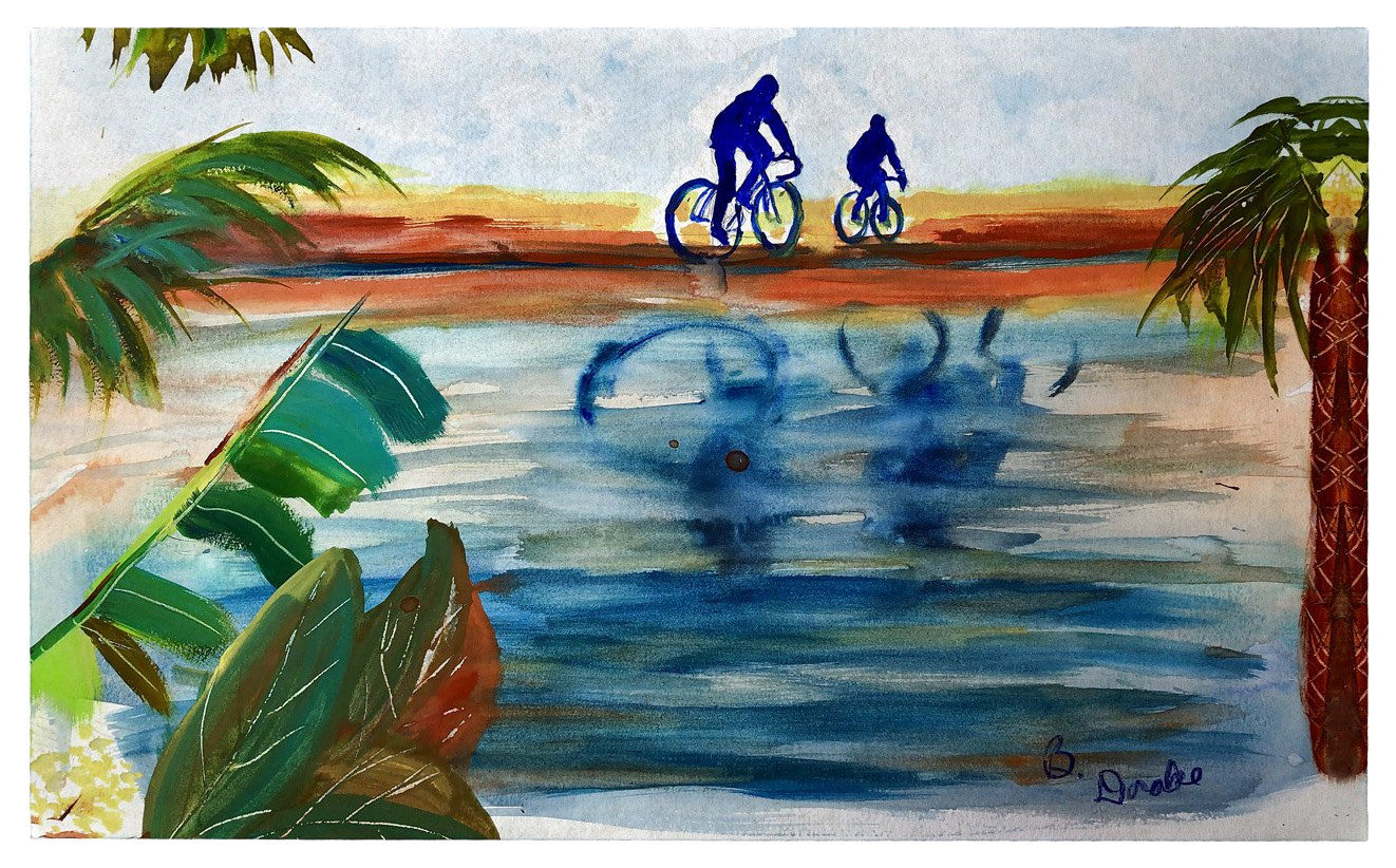 Betsy Drake Two Bikers Large Door Mat, 50 inches - Tropical - Doormats ...