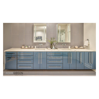 Modern Bath with Blue Floating Vanity - Modern - Bathroom ...