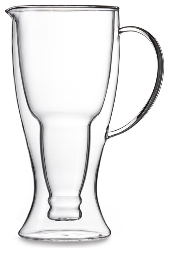 Beer Pitcher, 1.25 Liters Double Wall Clear Glass Beer Pitcher ...
