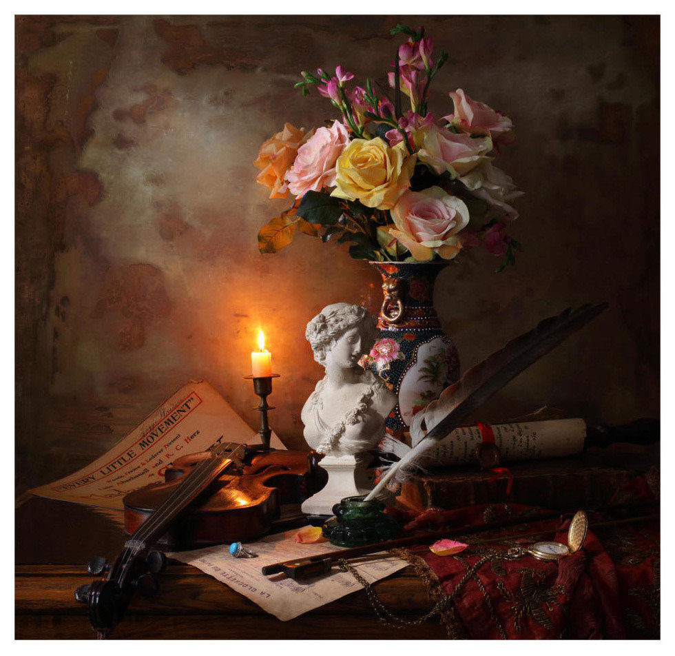 "Still Life With Bust And Flowers" Paper Print by Andrey Morozov, 20 ...