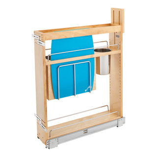 Wood Base Cabinet Knife Block Pull Out Organizer With Soft Close, 6 ...