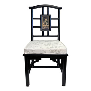 Carved Oriental Chair Hand Painted Oriental Landscape - Asian ...
