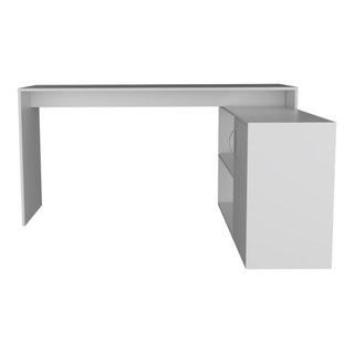 Boston L-Shaped Desk with Cabinet, 2 Inner Shelves, and 2 Outer Shelves ...