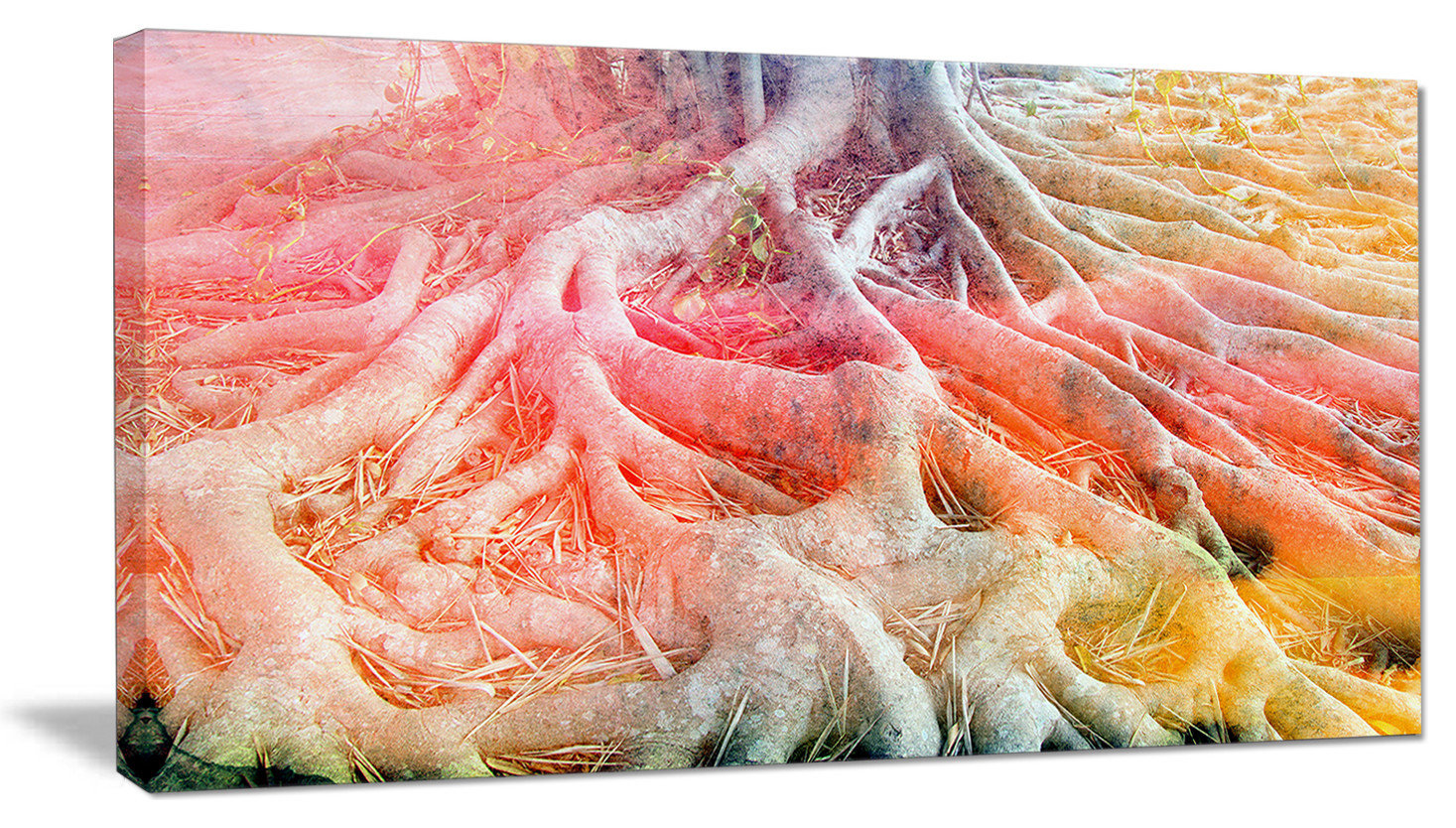 "Retro Tree Roots Watercolor" Trees Painting Canvas Print, 40"x20 ...