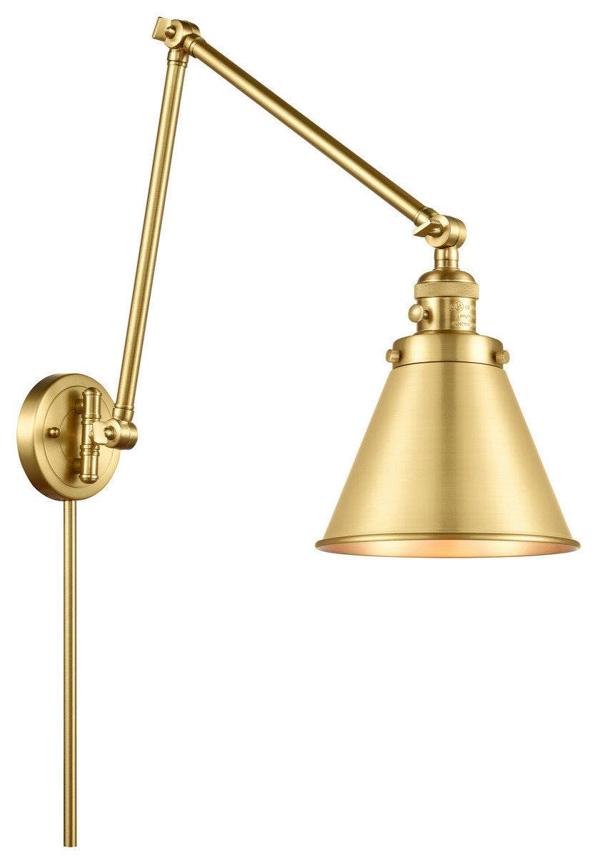 1-Light 8" Swing Arm With Switch Satin Gold - Industrial - Swing Arm ...