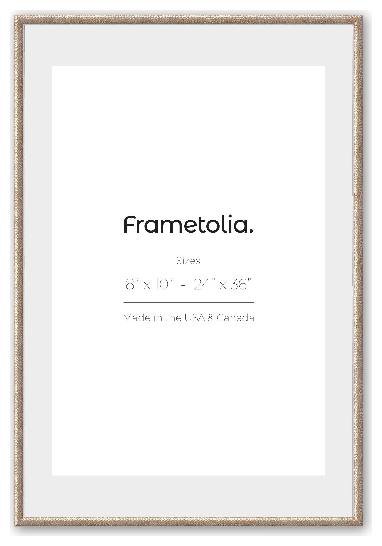 Hammered Champagne 1" Vintage Gallery/Picture Frame with Bright White ...