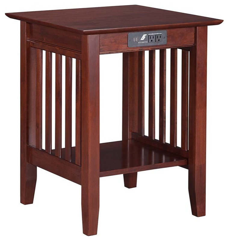 Leo & Lacey Solid Wood Printer Stand with USB Charging Station in ...