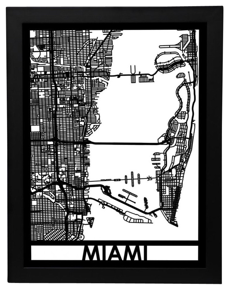 Miami Street Map - Contemporary - Prints And Posters - by Cut Maps | Houzz