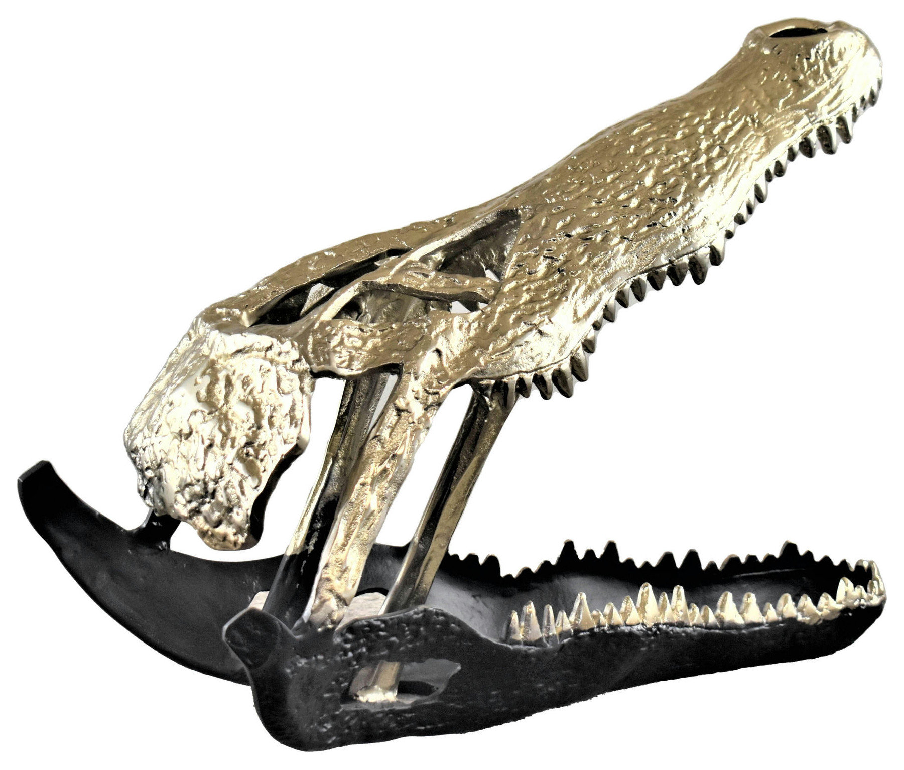 Metal,16",alligator Skull,gold/black - Eclectic - Decorative Objects ...